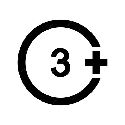 Premium Vector Three Plus Sign Number 3 In Circle Isolated On White Background Age Censor