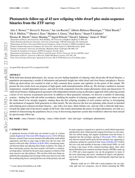 Pdf Photometric Follow Up Of 43 New Eclipsing White Dwarf Plus Main