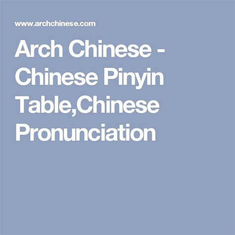 Arch Chinese Chinese Pinyin Tablechinese Pronunciation Chinese Pronunciation Chinese