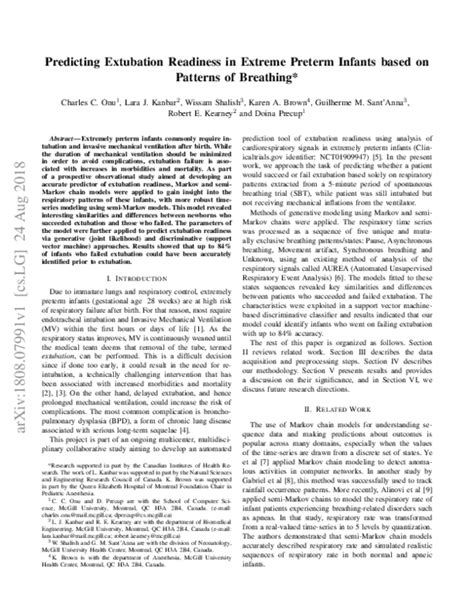 Pdf Predicting Extubation Readiness In Extreme Preterm Infants Based On Patterns Of Breathing