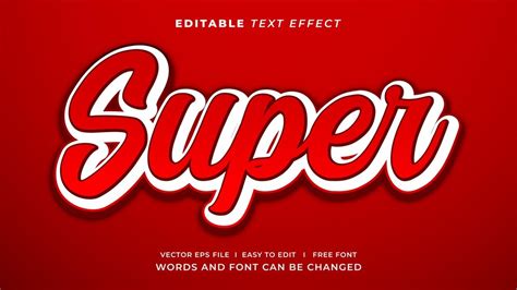 Premium Vector Editable Text Effect Super Red Style