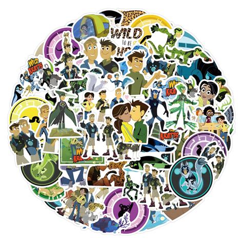 110pcs Wild Kratts Stickers Funny Cartoon Tv Declas Adventure Graffiti