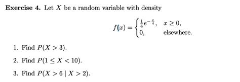 Solved Exercise 4 Let X Be A Random Variable With Density 4