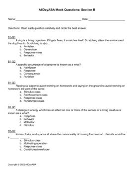Section B 5th Edition Task List ABA Mock Exam Test Practice For BCBA Exam Prep