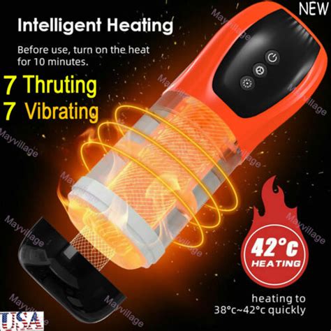 Masturbaters Automatic Handsfree Male Heating Cup Telescopic Stroker Men Sex Toy Ebg