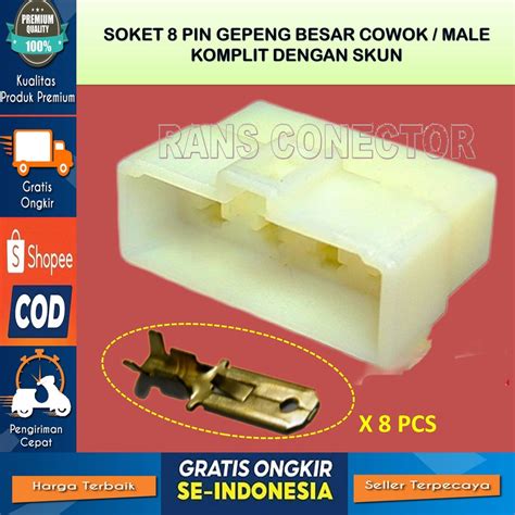 Large Male 8 Pin Cable Socket Complete With Heat Resistant Nylon Skun For Universal Car