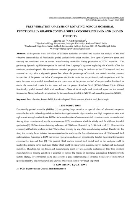 Pdf Free Vibration Analysis Of Rotating Porous Sigmoidal Functionally