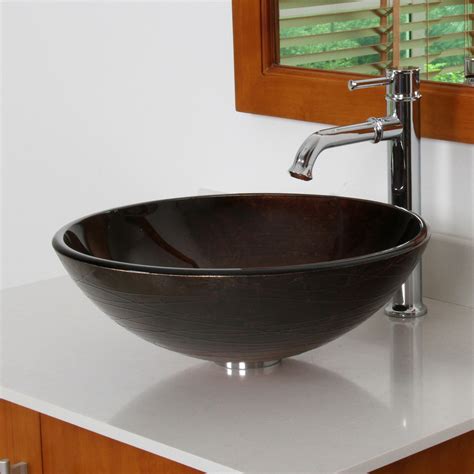 Elite Neutral Handcrafted Glass Bowl Vessel Bathroom Sink And Reviews