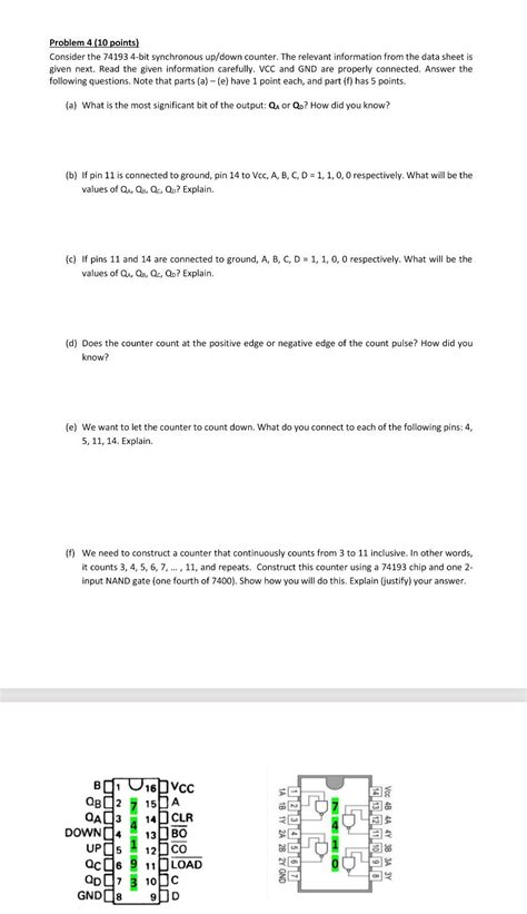 Solved Problem 4 10 Points Consider The 74193 4 Bit