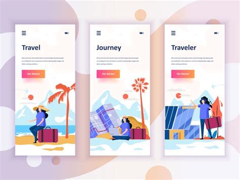 Set Of Onboarding Screens User Interface Kit For Travel Journey