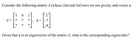 Solved Consider The Following Matrix A Whose 2nd And 3rd
