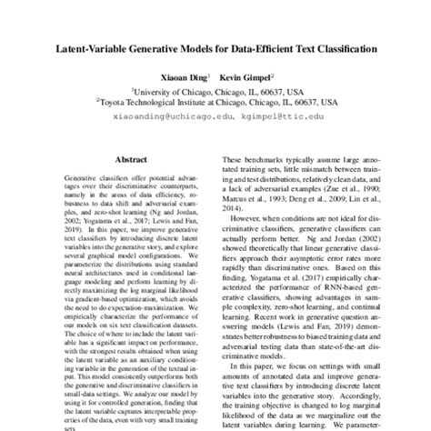 Latent Variable Generative Models For Data Efficient Text Classification Acl Anthology