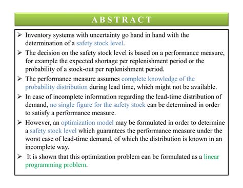 Linear Programming Formulation In Inventory Management Decision Problems With A Service