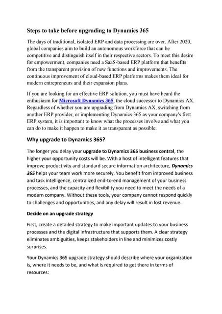 Important Steps Before Migrating To Dynamics 365 Pdf