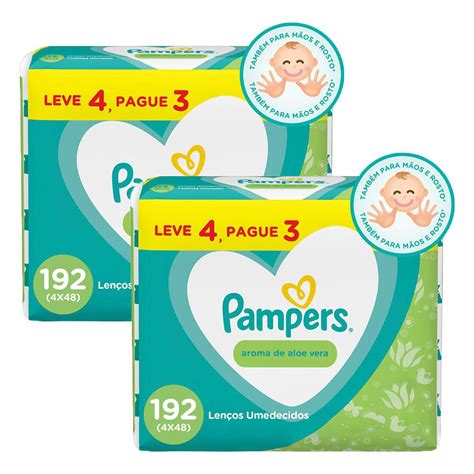 Kit 2 Lenços Umedecidos Pampers Aloe Vera Com 192un Cada Shopee Brasil