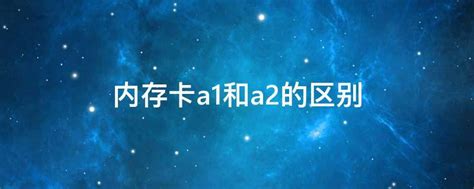 内存卡a1和a2的区别 业百科