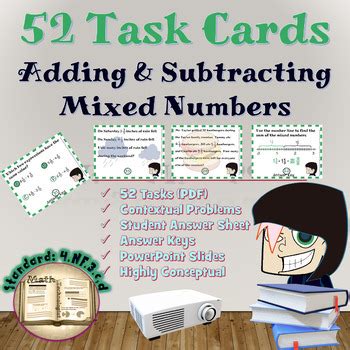 Distance Learning Adding And Subtracting Mixed Numbers Math Task Cards