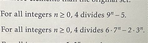 Solved For All Integers N≥0 4 Divides 9n−5 For All Integers