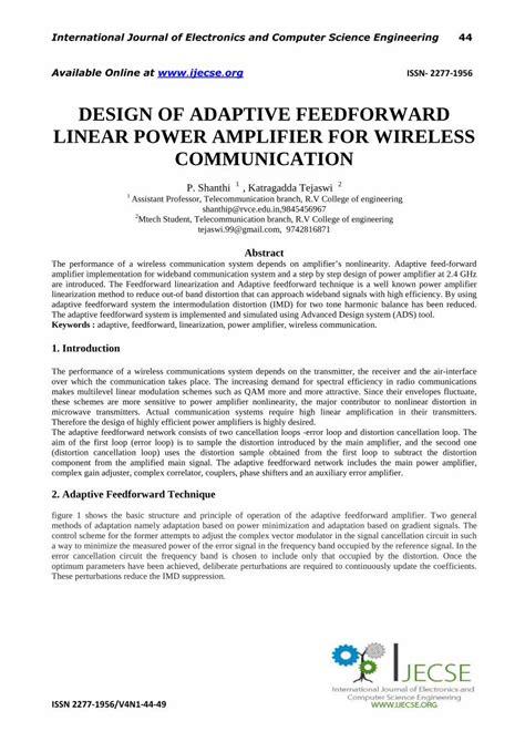 Pdf Design Of Adaptive Feedforward Linear Power Amplifier · Figure