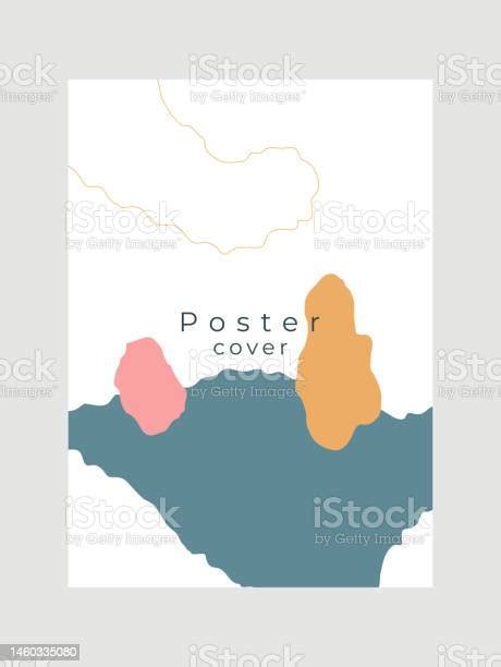 배경에 미니멀리스트 개체가 있는 추상 포스터 배너 엽서 또는 브로셔 표지 디자인 벡터 그림 개념 구도에 대한 스톡 벡터 아트 및 기타 이미지 Istock