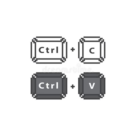 Copy And Paste Ctrl C And Ctrl V Button Pixel Art 8 Bit Icon Vector Illustration Stock Vector