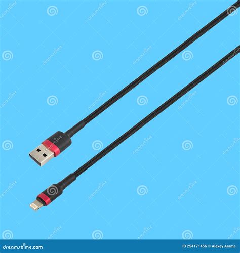 Cable With USB And Lightning Connector On A Blue Background Stock Photo Image Of Digital