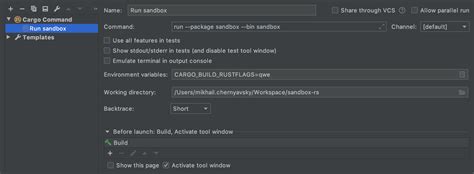 Support Build Time Environment Variables In Cargo Run Configurations