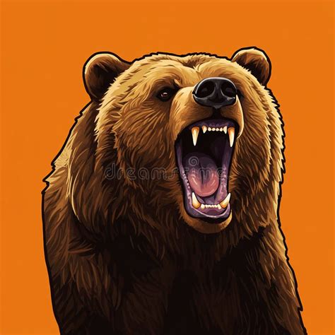 Illustration Of A Fierce Brown Bear With Its Mouth Wide Open