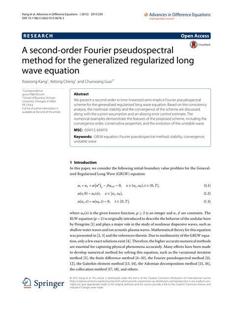 Pdf A Second Order Fourier Pseudospectral Method For The Generalized Regularized Long Wave