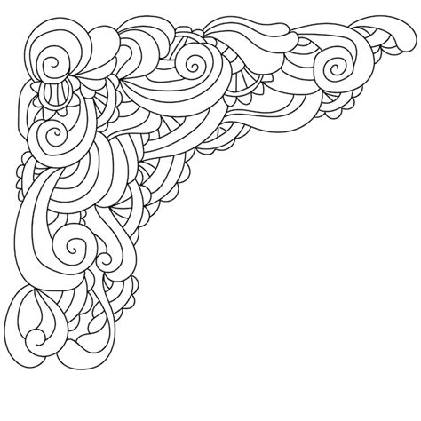 Premium Vector Doodle Zen Corner With Curls And Wavy Motifs Outline Frame Coloring Book Page
