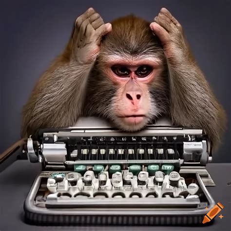 Monkey Typing On A Typewriter In Distress On Craiyon