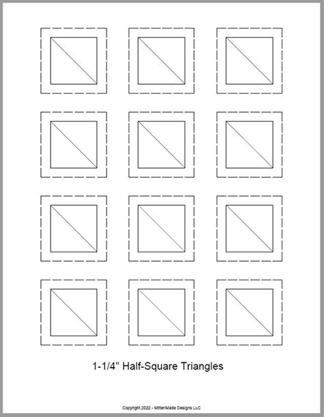 Fpp Print At Home Template Half Square Triangles 21 Sizes 1 To 8