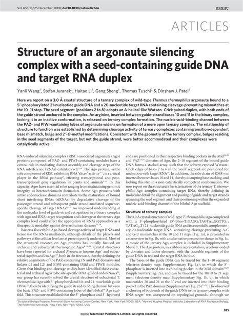 Structure Of An Argonaute Silencing Complex With A Seed Containing Guide Dna And Target Rna