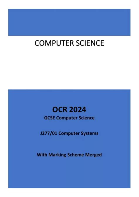 Ocr 2024 Gcse Computer Science J27701 Computer Systems With Marking
