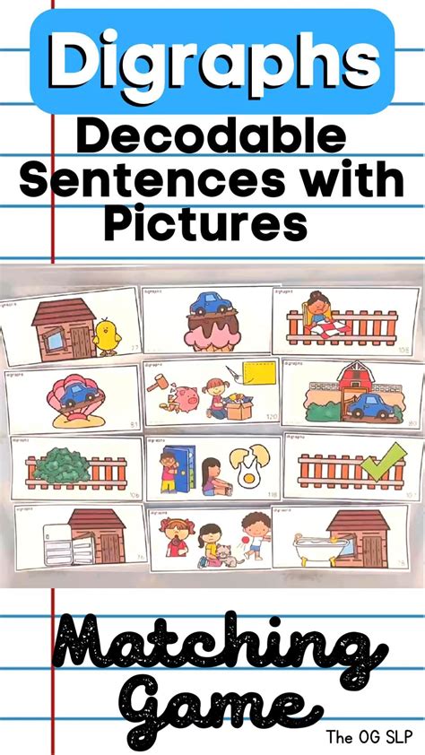 Digraphs Matching Decodable Sentences With Pictures Digraphs Phonics Matching Game Artofit