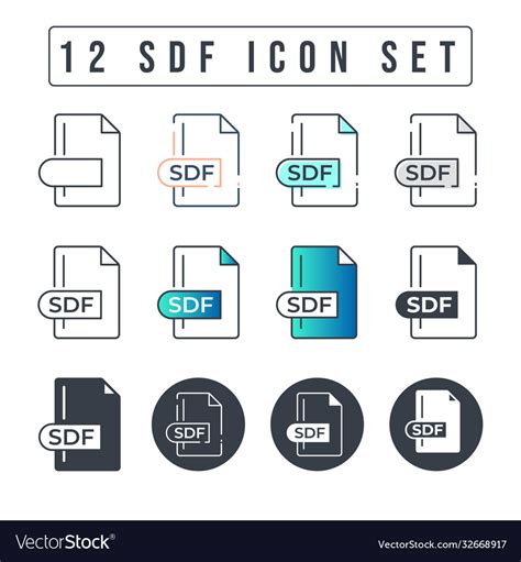 Sdf File Format Icon Set 12 Royalty Free Vector Image
