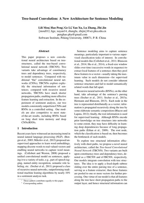 Pdf Discriminative Neural Sentence Modeling By Tree Based Convolution