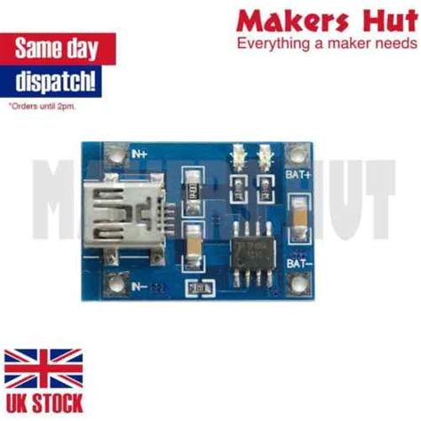 Tp4056 5v Usb 1a Lithium Battery Charging Board Lipo Charger Module Arduino Makers Hut