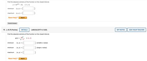solved find the absolute extrema of the function on the