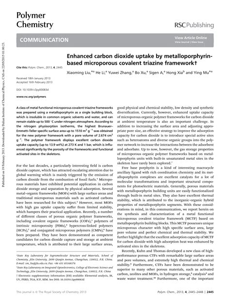 Pdf Enhanced Carbon Dioxide Uptake By Metalloporphyrin Based