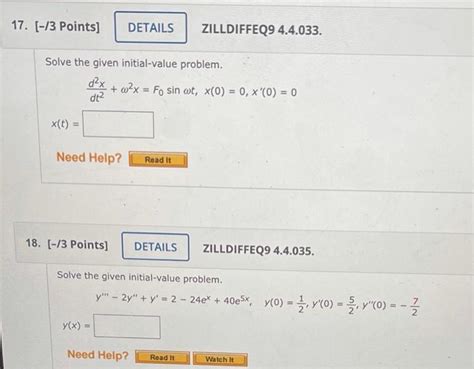 Solved −3 Points Zilldiffeq9 44033 Solve The Given