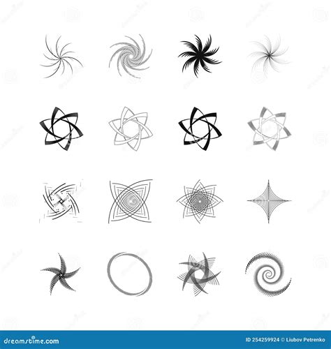 Set Minimal Abstract Symbol Circle Vortex Logo Stock Vector Illustration Of Geometrical