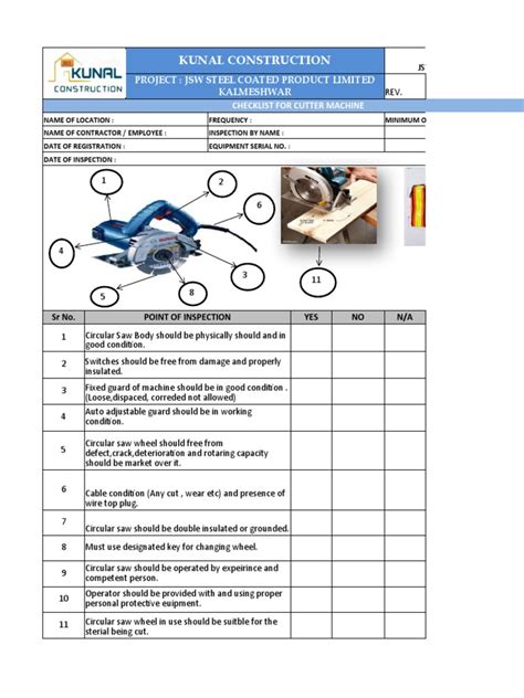 cutter machine checklist kc pdf electricity manufactured goods