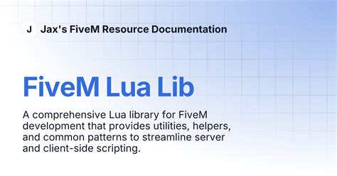 Fivem Lua Lib Jaxs Fivem Resource Documentation