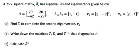 Solved A 2×2 ﻿square Matrix A ﻿has Eigenvalues And
