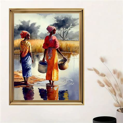 아프리카 여성 캔버스 아트 프린트 포스터 프레임 없는 수채화 스타일 그림 가정 사무실 거실 침실 문화 장식 Temu