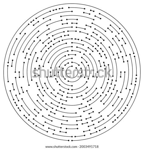 Segmented Circular Concentric Circle Element Nodes Stock Vector