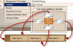 DHTML Menu JavaScript Menus Menu Group Padding Example