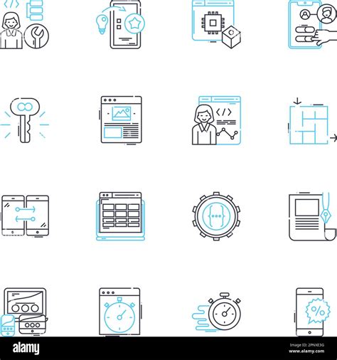 Electronic Trading Linear Icons Set Algorithmic Market Trade