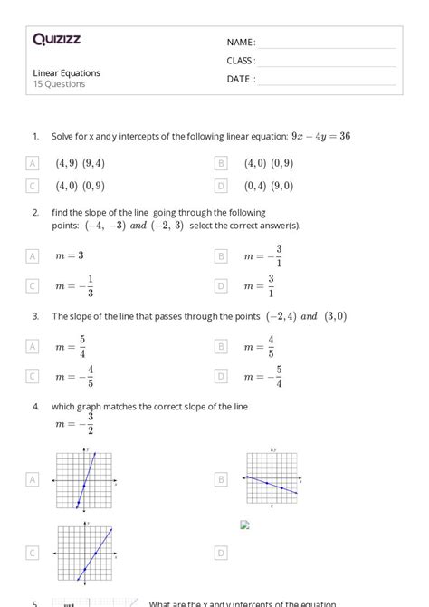 Linear Equations Worksheets For Th Grade On Quizizz Free Printable